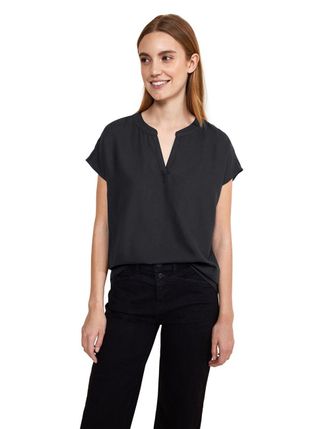 Street One Damen A344598 Bluse Mit Armansatz, Schwarz, 36 EU
