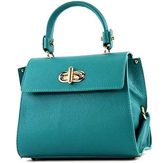 modamoda.de T182 - Fourre-tout italien pour femme, petit cuir, Couleur:Türkis_1