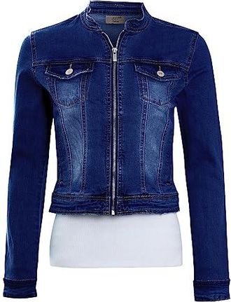 SS7 Femme Veste en Jean avec Fermeture à glissière