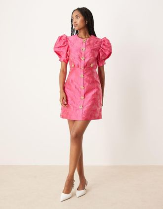 Sister Jane Sister Jane x ASOS - Anemone - Robe courte en jacquard - Fuchsia-rose