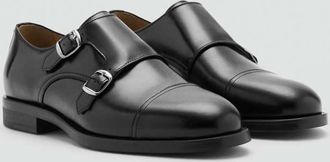 Mango Chaussures cuir double boucle noir - Homme - 39 - MANGO MAN