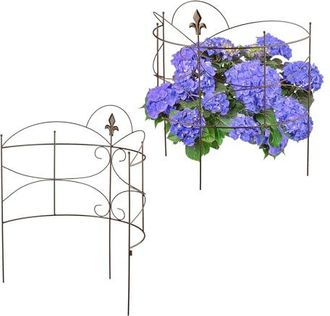 Relaxdays Staudenhalter, 2-teilige Rankhilfe, Pfingstrose & Hortensie, Pflanzenstütze HxB 59,5 x 53 cm, Metall, braun