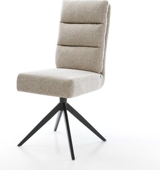 DELIFE Drehstuhl Pela-Flex Webstoff Soft Beige Kreuzgestell breit Schwarz 360&deg; drehbar Wippfunktion Taschenfederkern, Esszimmerst&uuml;hle