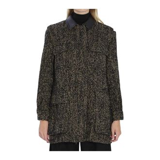 Max Mara Femme, Vestes, Brun, Taille: 36 FR Veste Textur&eacute;e &agrave; Col en Tweed