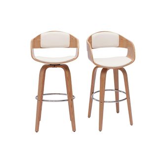 Miliboo GAO Barhocker, skandinavisch, 360° drehbar, aus hellem Holz, Höhe 65 cm, 2 Stück