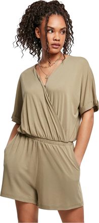Urban Classics Ladies Short Modal Jumpsuit, Khaki, XL