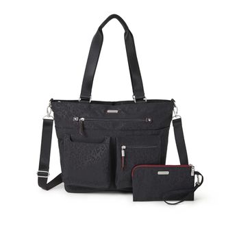 Baggallini Damen Tragetasche für jeden Tag mit RFID-Handy-Armband, Schwarz (Black Cheetah)