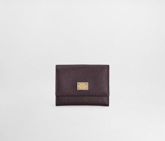 Dolce & Gabbana Geldb&ouml;rse Aus Dauphine-kalbsleder Mit Logoplakette - Frau Geldb&ouml;rsen Und Kleinlederwaren Violett Leder Onesize