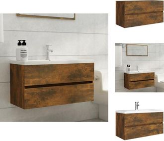vidaXL Waschbeckenschrank R&auml;uchereiche 90x38,5x45 cm Holzwerkstoff - Waschbeckenunterschrank - Badezimmerm&ouml;bel - Holzwerkstoffschrank - Schrank