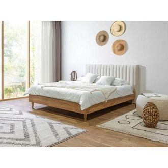 BOBOCHIC Bobochic - Lit oceane velours avec lattes massives 140x190 Beige