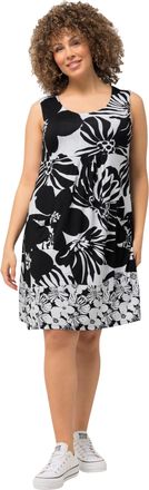Ulla Popken Damen Swingdress mit Print Kleid, Schwarz, 54-56