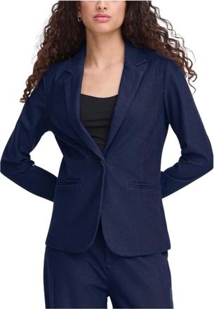 Ichi Ichi, Femme, Vestes, Bleu, Taille: 40 FR Blazer Boutonn&eacute; D&eacute;collet&eacute; en V