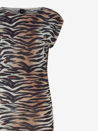 Pinko Womens Midi Dress Animal Print Cotton