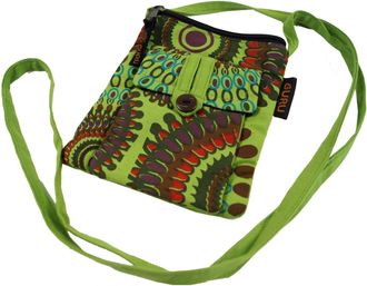 Guru Shop Brustbeutel, Boho Geldbörse - Grün, Unisex - Erwachsene, Baumwolle, 17x13x1 cm