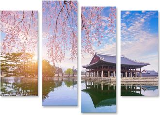 Islandburner Bild auf Leinwand Gyeongbokgung Palast Kirschbl&uuml;tenbaum Fr&uuml;hling Seoul Stadt Korea S&uuml;dkorea Bilder Wandbilder Poster