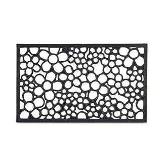 Relaxdays 10020195 Paillasson tapis de sol antid&eacute;rapant en caoutchouc motifs fleurs r&eacute;sistant porte entr&eacute;e garage couloir ext&eacute;rieur L x l 75 x 45 cm noir