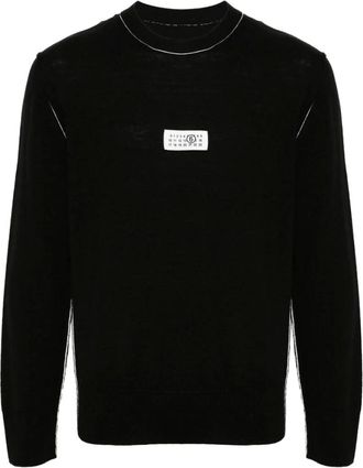 Maison Margiela Homme, Pulls, Noir, Taille: M Pull Minimaliste Logo Num&eacute;rique