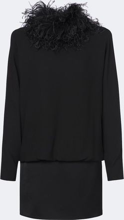 Valentino Garavani Robe en soie &agrave; plumes