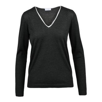 Brunello Cucinelli V-Ausschnitt Strickjacke - - Knitwear - Damen - Grau - S
