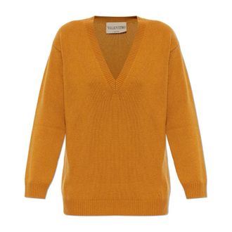 Valentino Garavani Kaschmir-Pullover mit V-Ausschnitt - - Knitwear - Damen - Braun - M