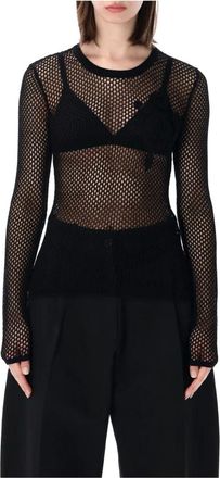 Ganni Femme, Pulls, Noir, Taille: 38 FR Pointelle Mesh Top
