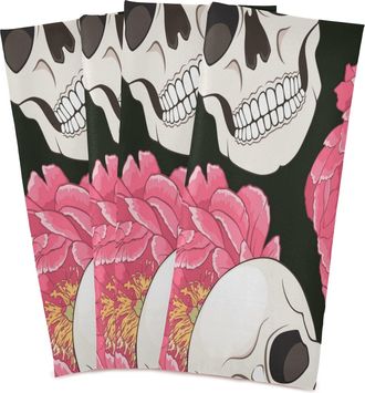 Mnsruu Geschirrtuch, Motiv: Zucker, Totenkopf, Pfingstrose, Blume, Tag der Toten, Küchentücher, Geschirrtuch, Geschirrtuch, 1 Stück, super saugfähig, weich, 