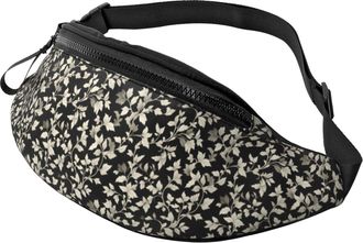 Generic G&uuml;rteltasche Multifunktionale H&uuml;fttasche Vintage Beige Bl&auml;tterdruck Mit Rei&szlig;verschluss Sporttasche F&uuml;r Wandern Reisen Outdoor 14X35Cm