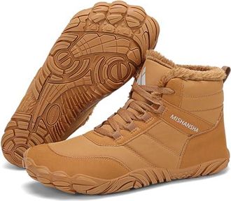Mishansha Chaussure Homme Femme Hiver - Bottes de Neige Boots Hiver Chaude Barefoot Bottines Fourr&eacute;es Randonn&eacute;e pour Femme Homme, Marron GR.40