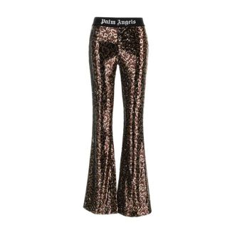 Palm Angels Logo Tape Pailletten Schlaghose - - Trousers - Damen - Braun - XS