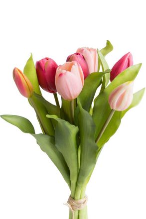Botanic-Haus k&uuml;nstliches Tulpenb&uuml;ndel/k&uuml;nstlicher Tulpenbund Sandy mit 4 Tulpen und 3 Tulpenknospen Farbe: pink-Beauty real Touch