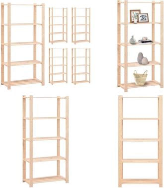 vidaXL Vidaxl - Lagerregale 5 Böden 5 Stk. 80x38x170cm Massivholz Kiefer 250kg - Industrieregal - Holzregal - Lagerregal - Massivholzkasten