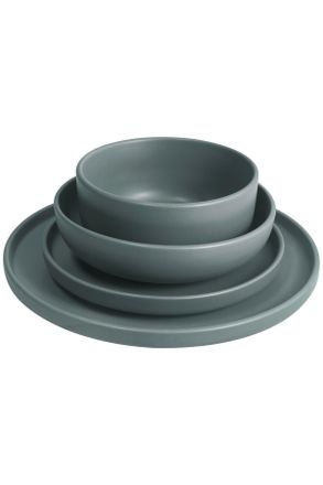 Novel Tafelservice, Grau, Keramik, 24-teilig, Lfgb, robust, Essen & Trinken, Geschirr, Geschirr-Sets, Tafelservice