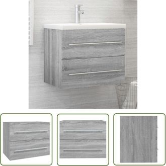 vidaXL The Living Store Armoire de lavabo Sonoma gris 60x38,5x48 cm Bois ding&eacute;nierie - Meuble De Salle De Bain - Armoire De Lavabo - Rangement Salle De