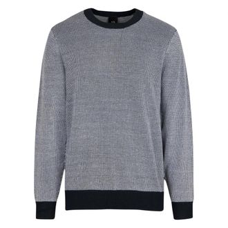 A|X Armani Exchange U Giro Microfantasia Rundhals-Strickpullover - - Knitwear - Herren - Blau - XL