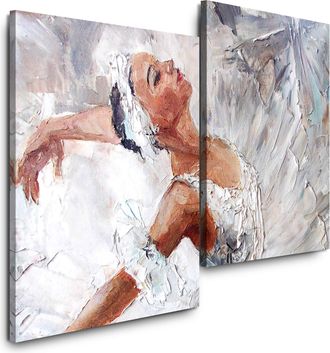 Paul Sinus Art Sinus Art süße Ballerina 120x80cm 2 Kunstdrucke je 70x60cm Kunstdruck modern Wandbilder XXL Wanddekoration Design Wand Bild