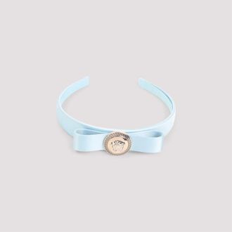 Versace Haarschmuck - Satin-Finish Light Blue Headband With Bow - Gr. unisize - in Blau - f&uuml;r Damen