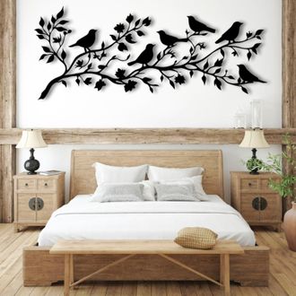 Generic Schwarze V&ouml;gel aus Metall auf einem AST - Wandbild, Naturmotiv aus Metall f&uuml;r Wohnzimmer, Schlafzimmer oder Landhausstil, Moderne Skulptur mit V&ouml;geln 
