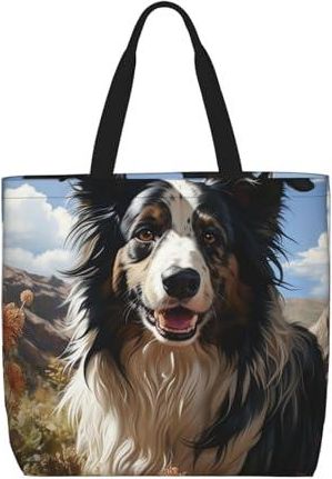 Generic Border Collie Sac Courses Pliable Sacs Grand Sac A Main Femme Pour Plage Voyage Universit&eacute;