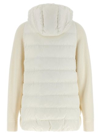 Brunello Cucinelli Quilted Nylon with Wool Sleeves Down Jacket - Cream