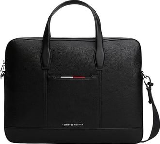 Tommy Hilfiger Sac pour Ordinateur Portable Homme Central Slim Effet Grain Fin, Noir (Black), Taille Unique