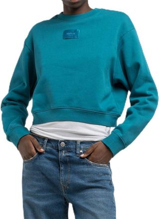 Replay Damen Sweatshirt aus Baumwolle, Türkis (Peacock.. 181), M
