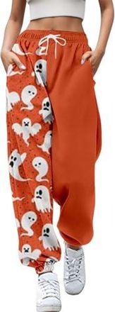 Generic Pantalon de jogging pour femme - Pantalon de yoga taille haute avec poches - Pantalon extensible pour femme - Taille haute, Orange, 4XL