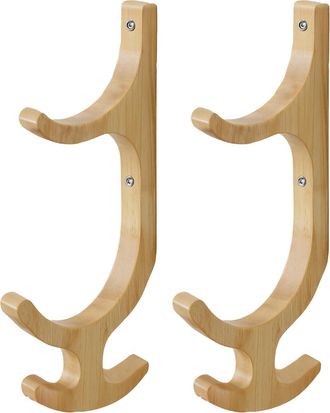 Generic Yogamatte Wandhalterung - Aus Holz Multifunktional Mit 4 Haken - Wandmontage Für Yogamatten Aufbewahrungsgestell,Für Fitnessreifen Widerstandsbänder S