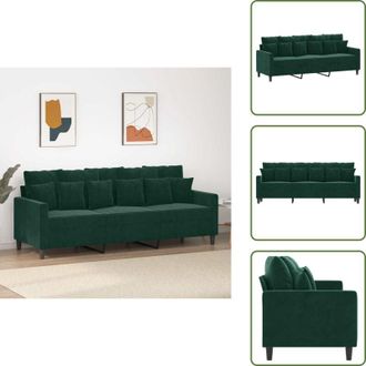 vidaXL 3-Sitzer-Sofa Dunkelgr&uuml;n 180 cm Samt - Samtsofa - Wohnlandschaft - 3er Sofa - Dunkelgr&uuml;nes Sofa - Modernes Sofa