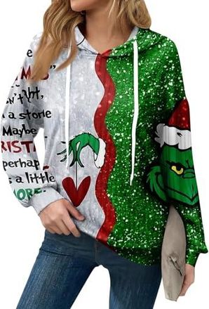 Generic Le Grinch Sweat A Capuche Femme The Chaud Costume Pilou Vêtements Plaid 2025 Femmes Pyjama Moche Oversize Christmas Sweatshirts Sweet Vetement Pull Po