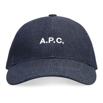 A.P.C. A.p.c., Homme, Accessoires, Bleu, Taille: 58 CM Casquette de baseball avec logo en m&eacute;lange coton/polyester