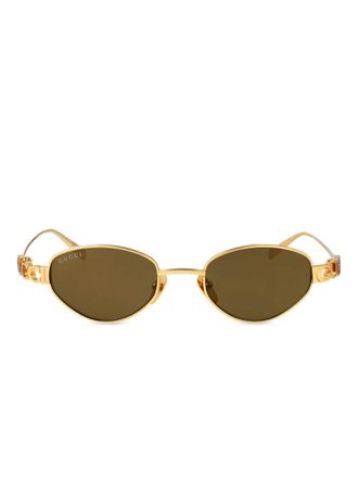 Gucci Sonnenbrille mit ovalem Gestell - Gold