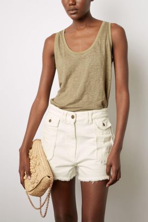 Gerard Darel Short &eacute;cru en denim frang&eacute; - FAREL - Ecru