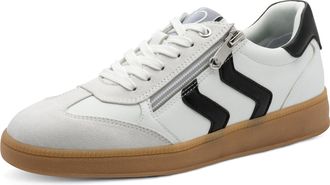 Marco Tozzi Damen Sneaker flach mit Schn&uuml;rsenkeln Freizeit, Wei&szlig; (White/Black), 42 EU