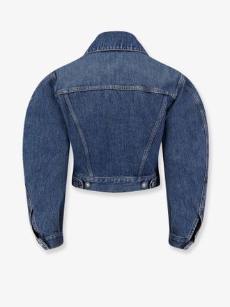 Givenchy Womens Denim Jacket With Logo Embroidery Blue Cotton